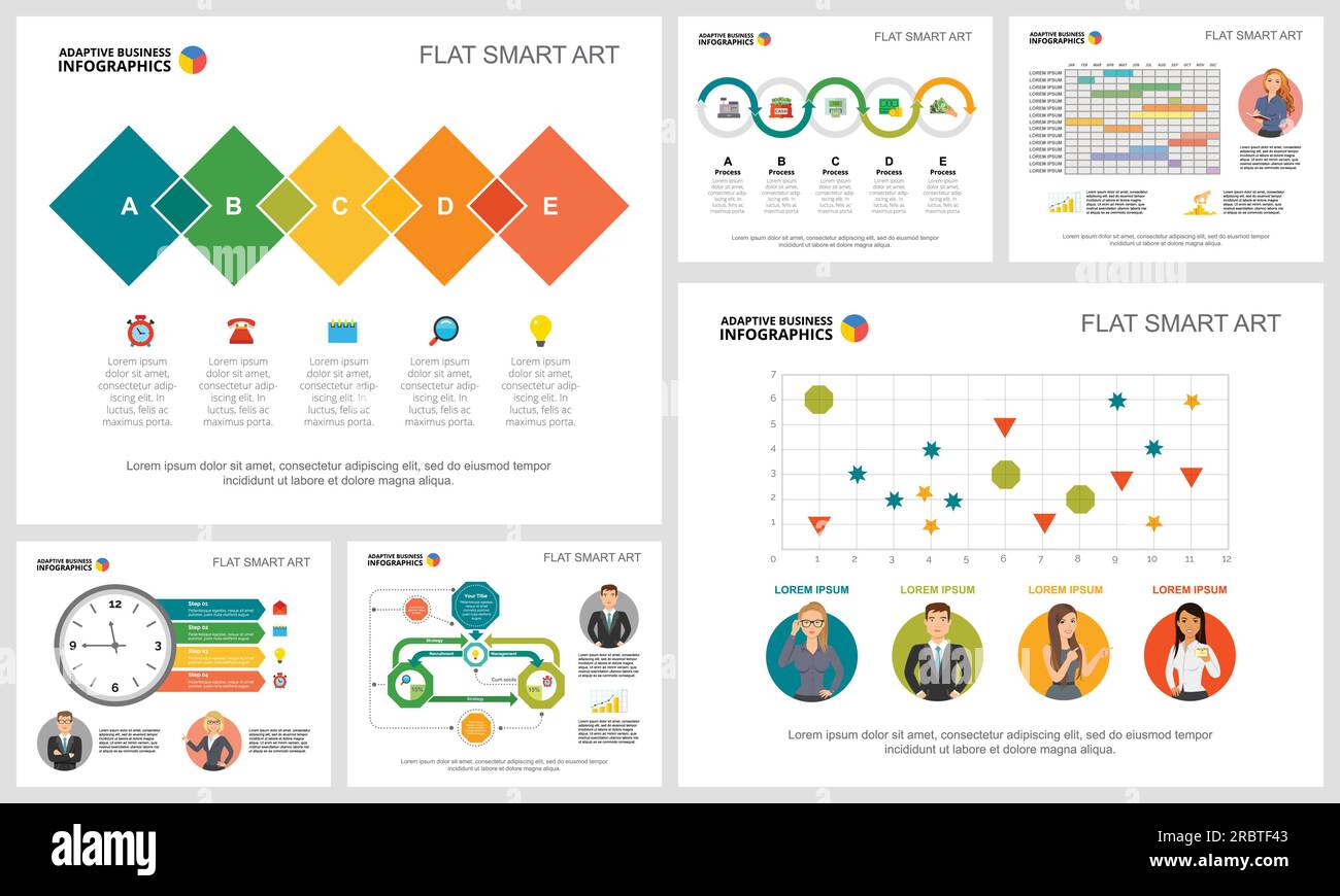 Colorful management or planning concept infographic charts set Stock ...