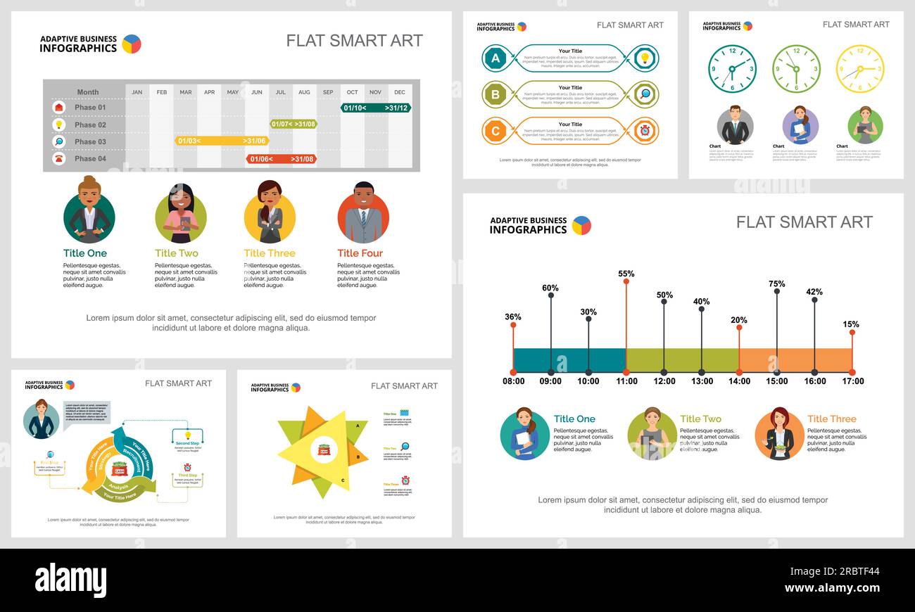 Colorful analytics or planning concept infographic charts set Stock ...
