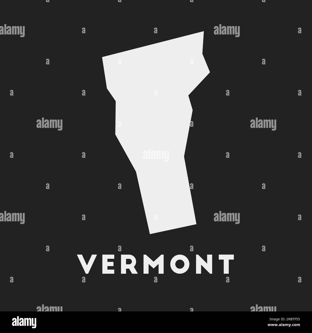 Vermont icon. US state map on dark background. Stylish Vermont map with ...