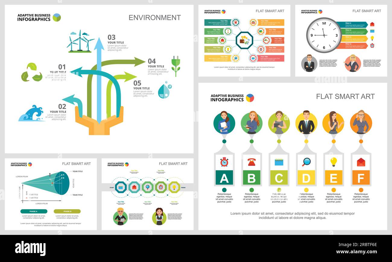 Colorful analysis charts set for presentation slide templates Stock ...