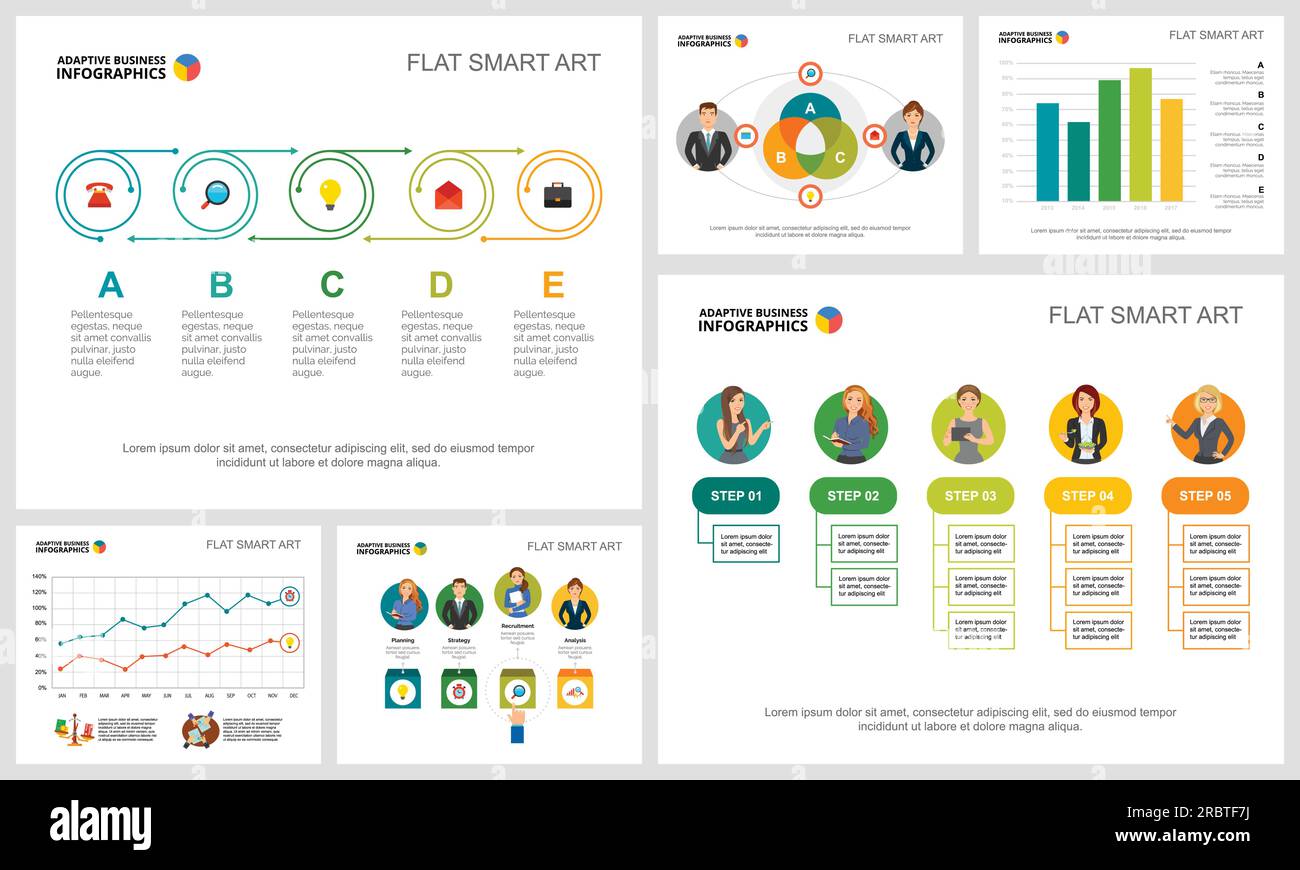 Colorful management or teamwork concept infographic charts set Stock ...