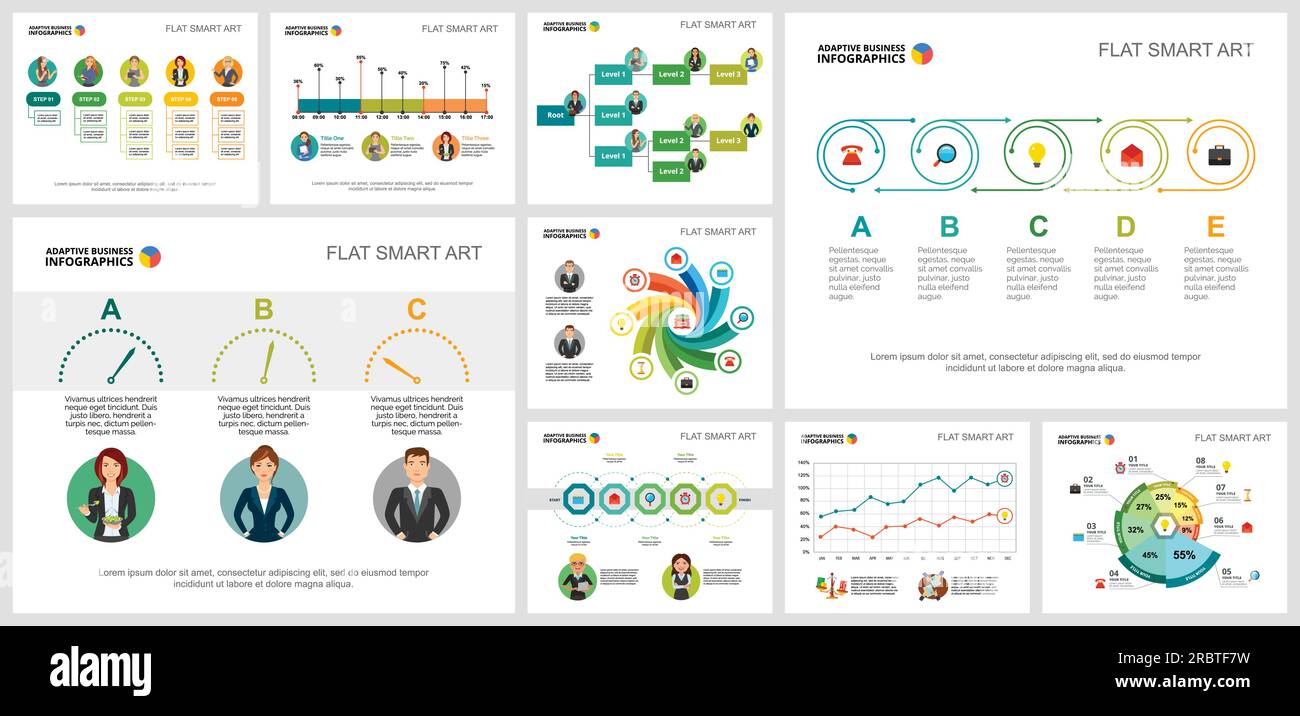 Colorful statistics or research concept infographic charts set Stock ...