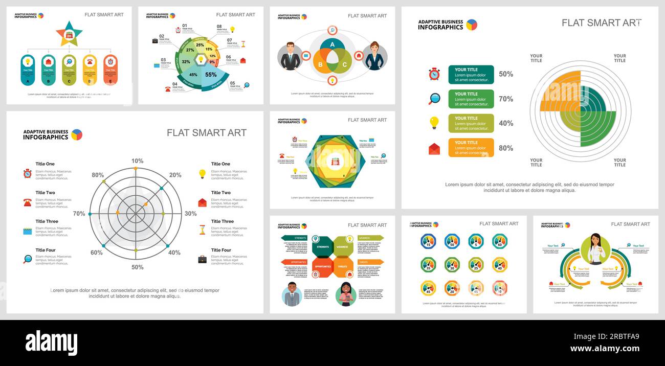 Colorful promotion or training concept infographic charts set Stock ...