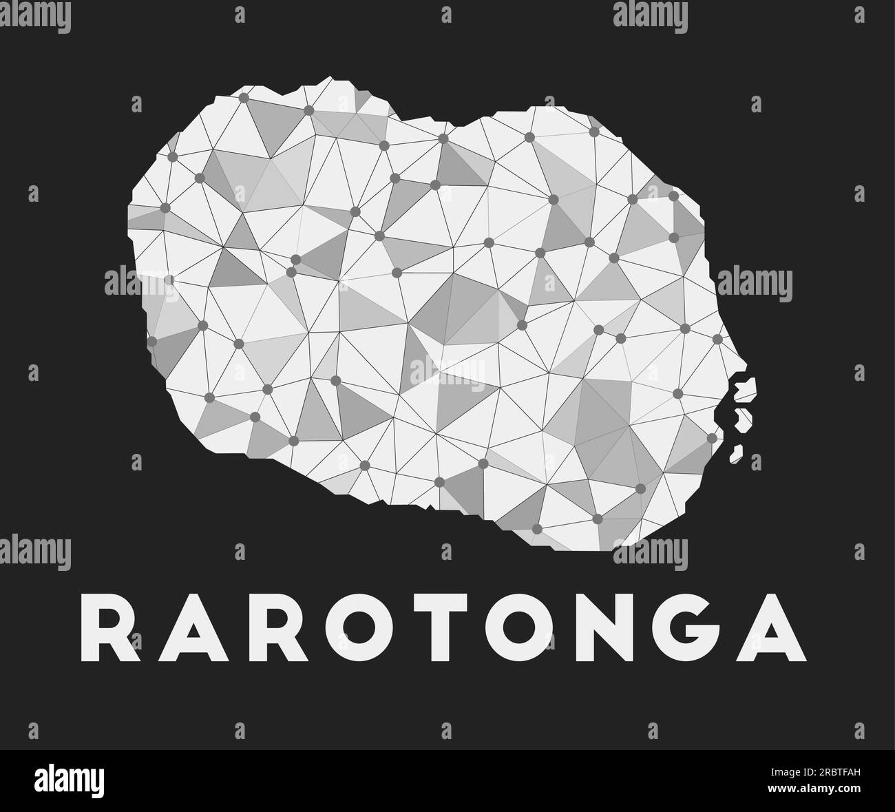 Rarotonga - communication network map of island. Rarotonga trendy ...