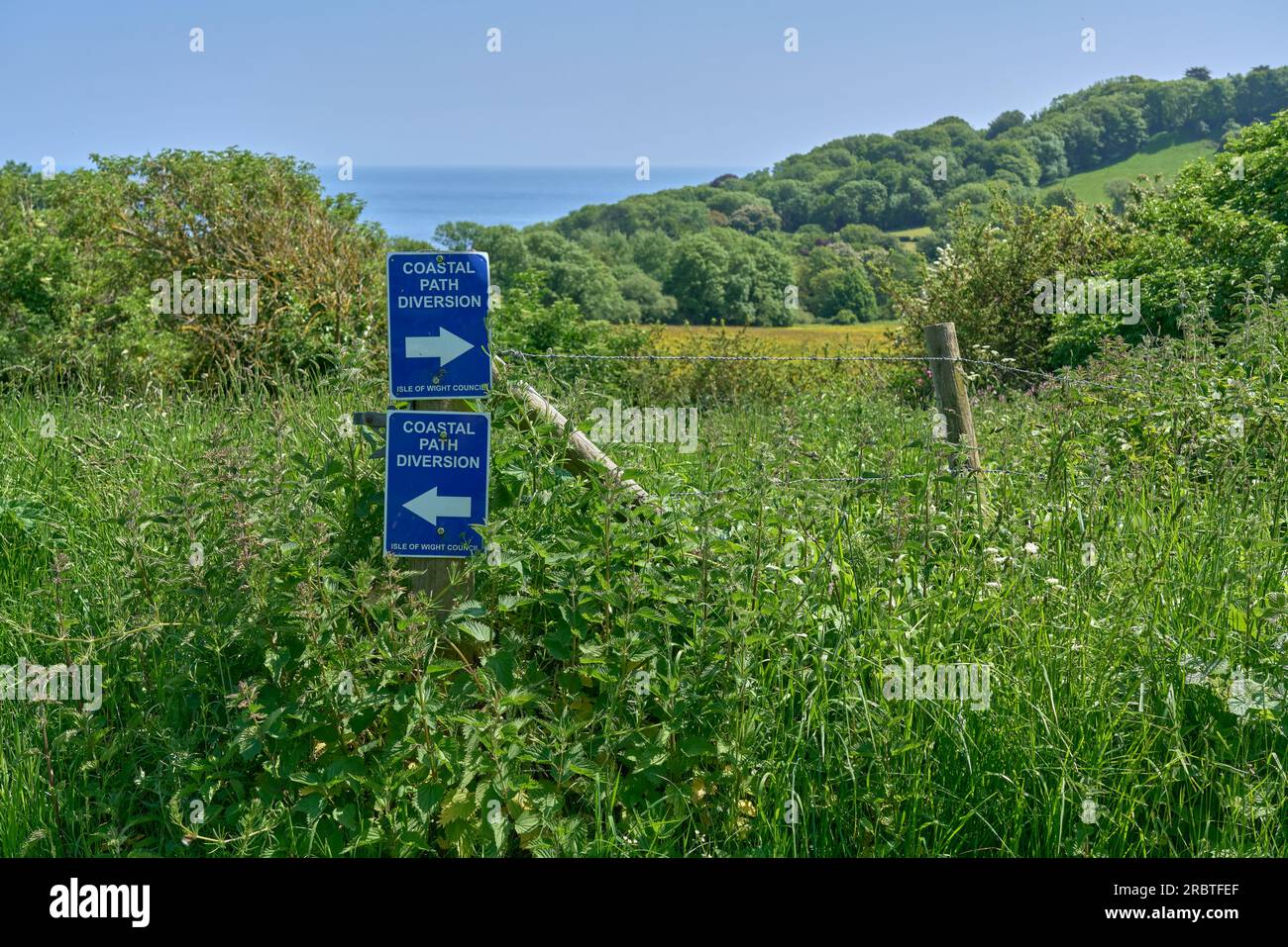 Coastal Path Diversion Sign in Luccombe on the Isle of Wight Stock ...