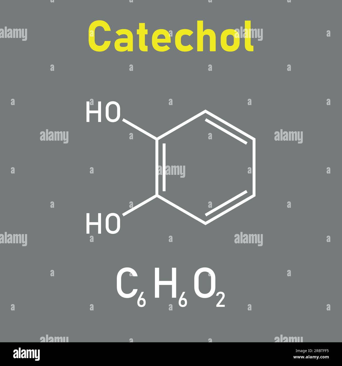 Chemical structure of Catechol (C6H6O2). Chemical resources for ...