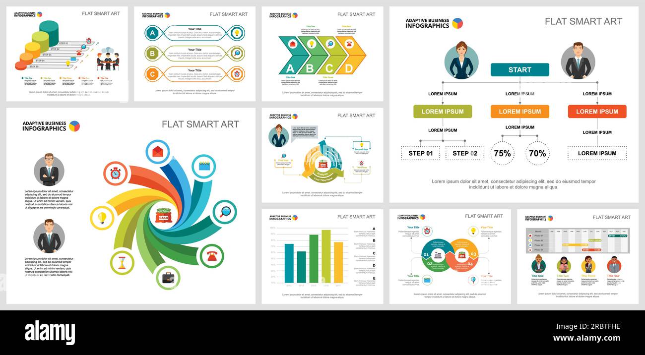 Colorful analytics or planning concept infographic charts set Stock ...