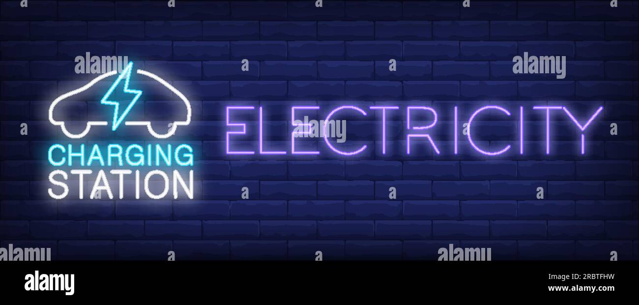 Electricity charging station neon sign Stock Vector Image & Art - Alamy