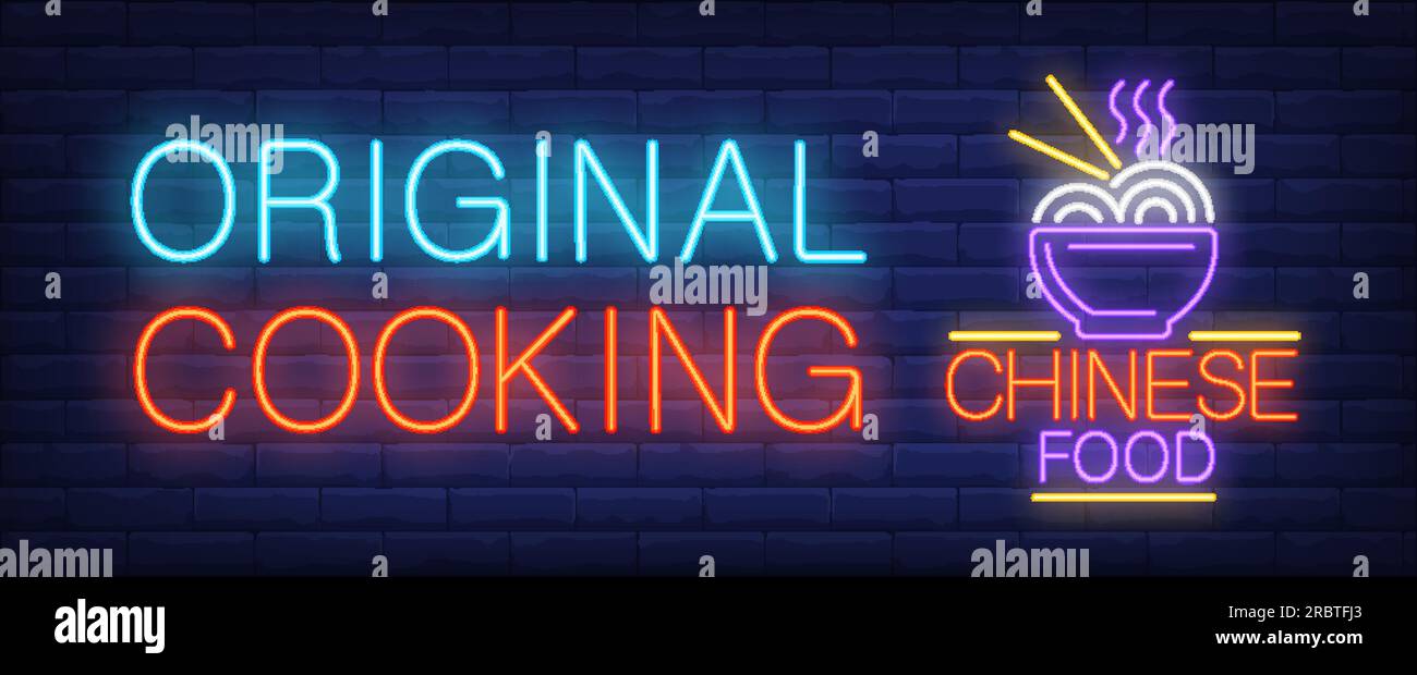 Original cooking Chinese food neon sign Stock Vector Image & Art - Alamy