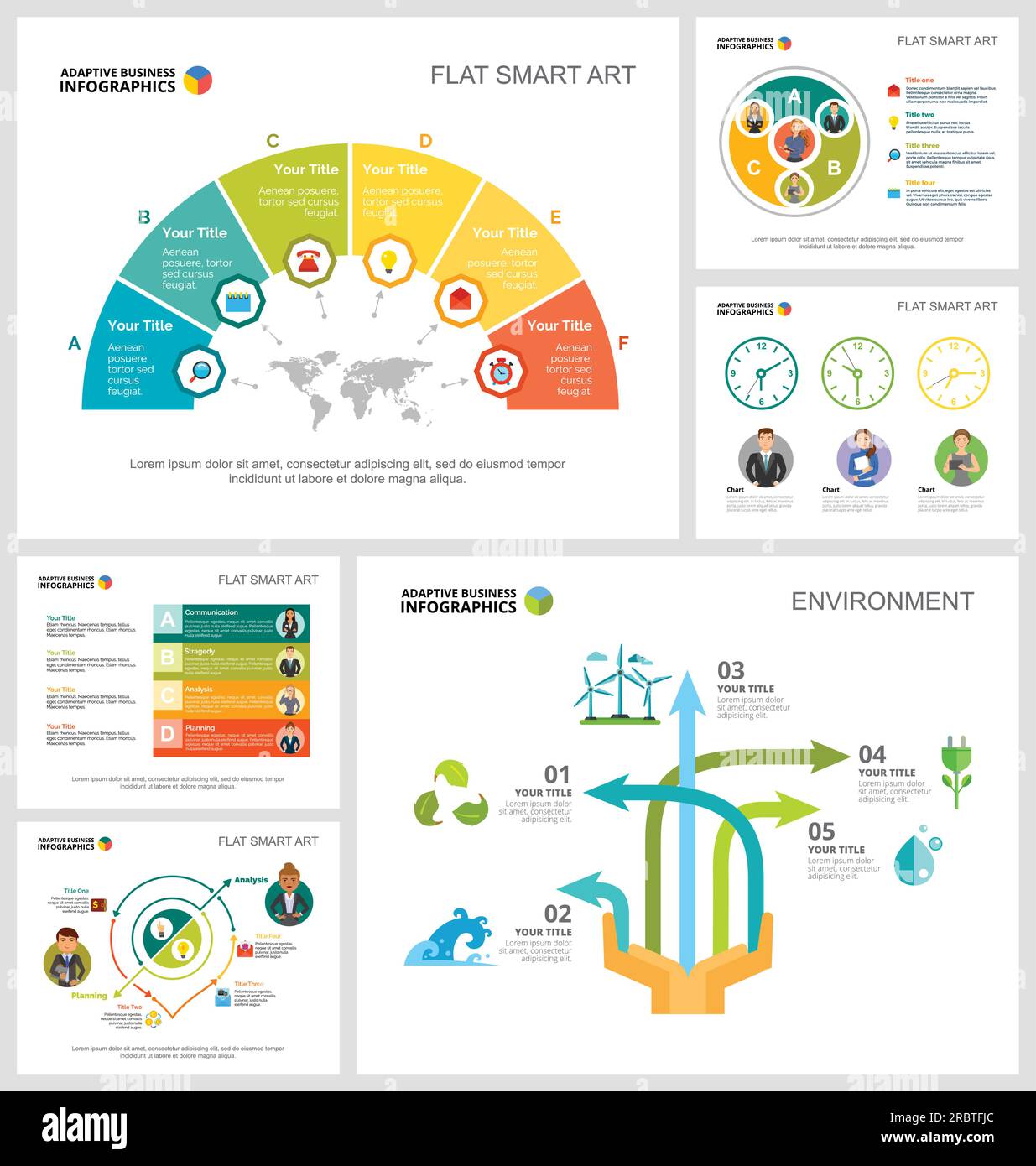 Colorful planning or ecology concept infographic charts set Stock ...