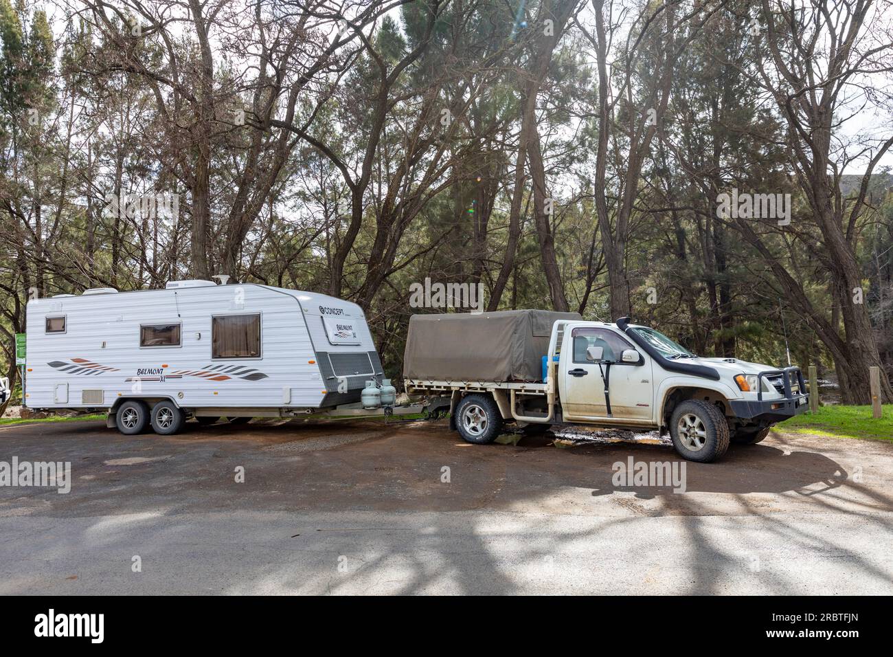 July 2023, Diamond Concept camper trailer caravan being toured on road ...