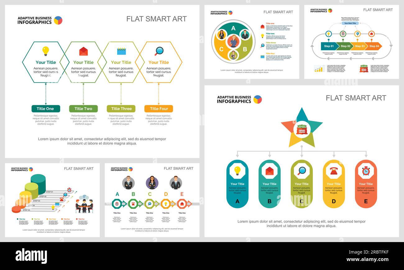Colorful marketing or planning concept infographic charts set Stock ...