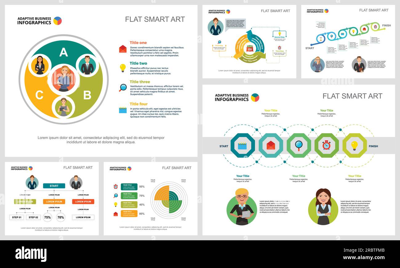 Colorful business planning infographic charts set Stock Vector Image ...