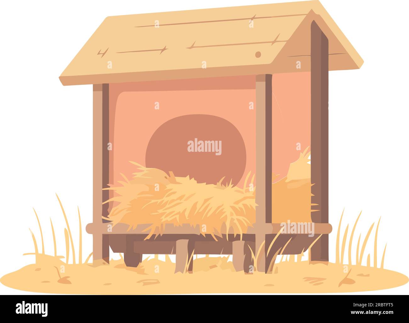 Cute cartoon hut on grassy meadow backdrop Stock Vector Image & Art - Alamy