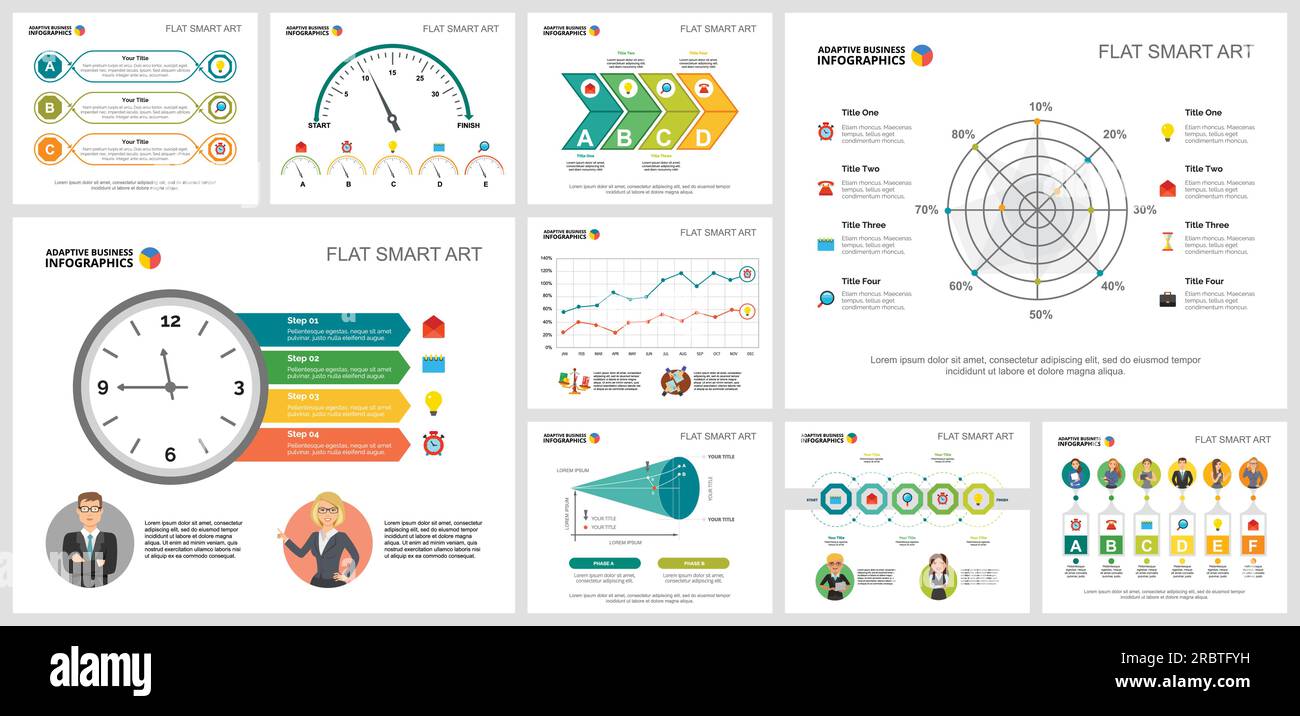 Colorful analysis charts set for presentation slide templates Stock ...