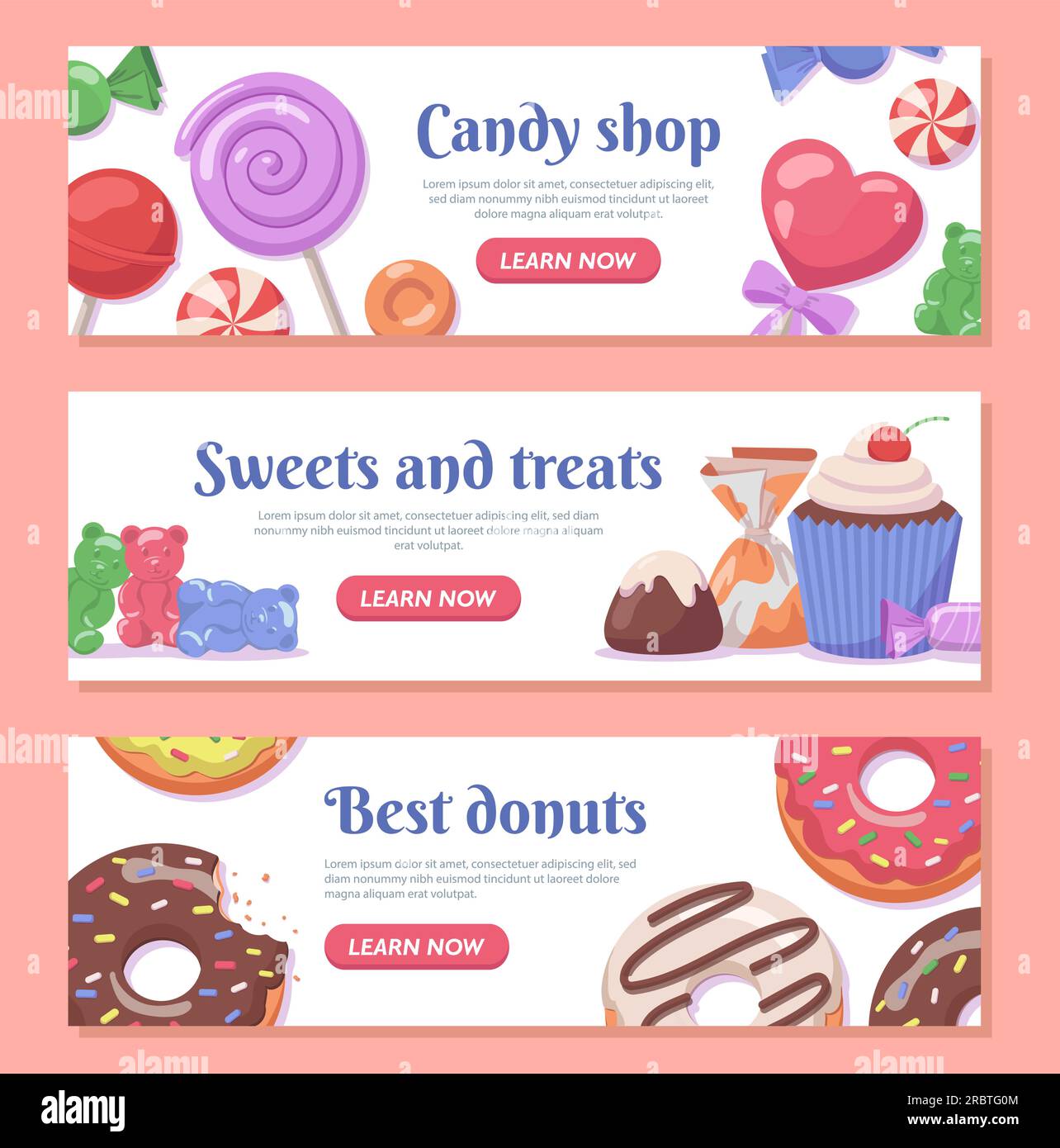 Banners with sweets set Stock Vector Image & Art - Alamy