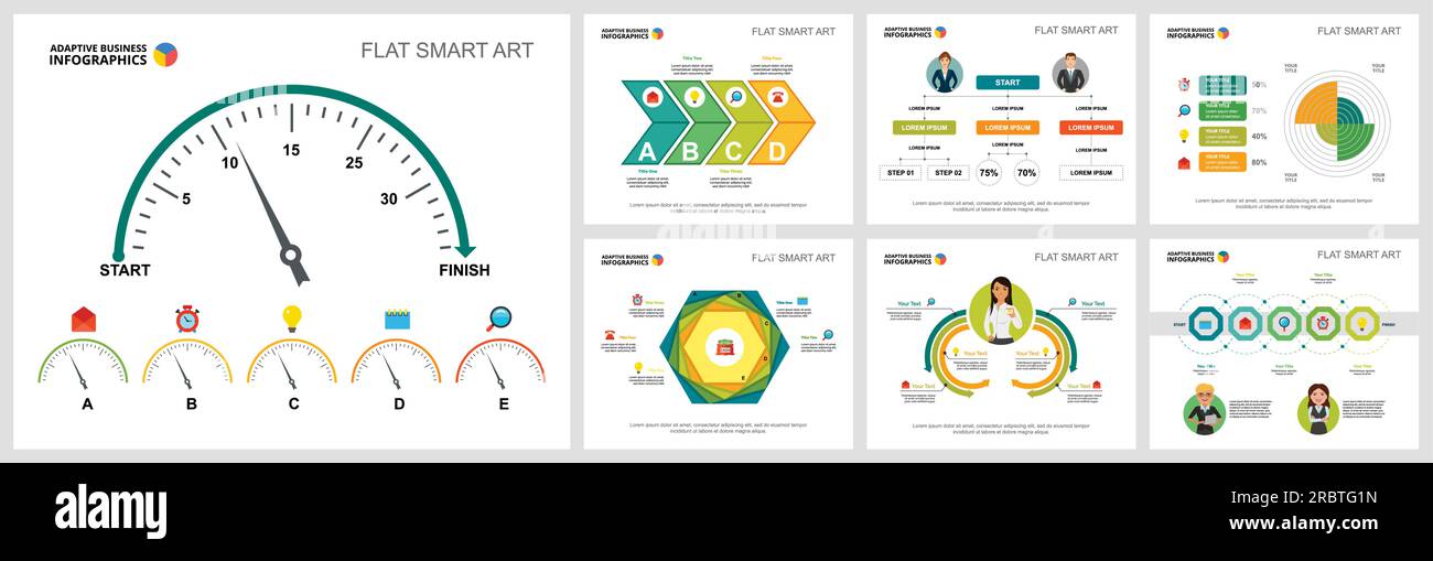 Colorful research or statistics concept infographic charts set Stock ...