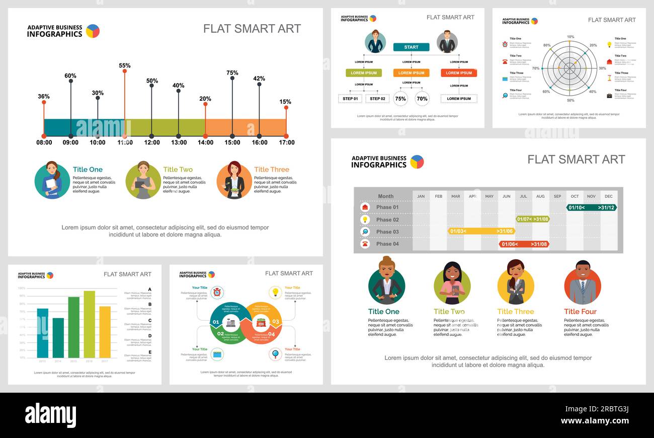 Colorful analytics or planning concept infographic charts set Stock ...