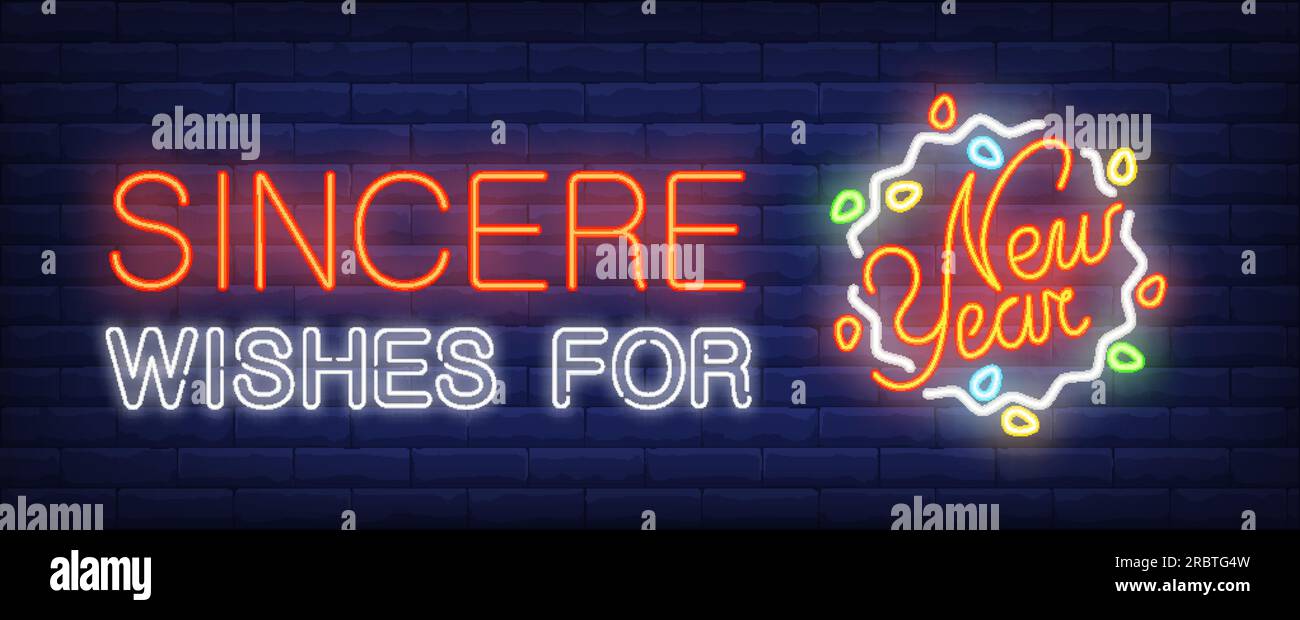 Sincere wishes for New Year neon sign Stock Vector Image & Art - Alamy