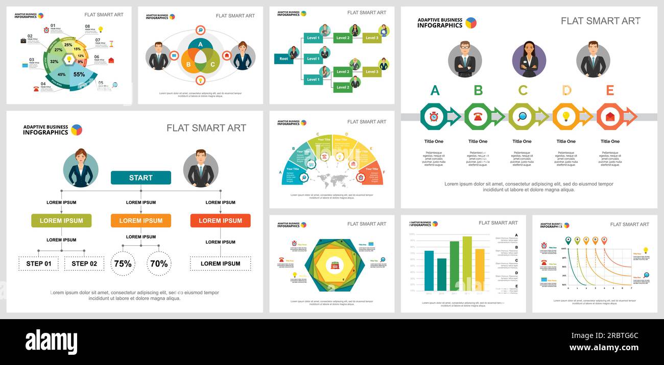 Colorful research or management concept infographic charts set Stock ...