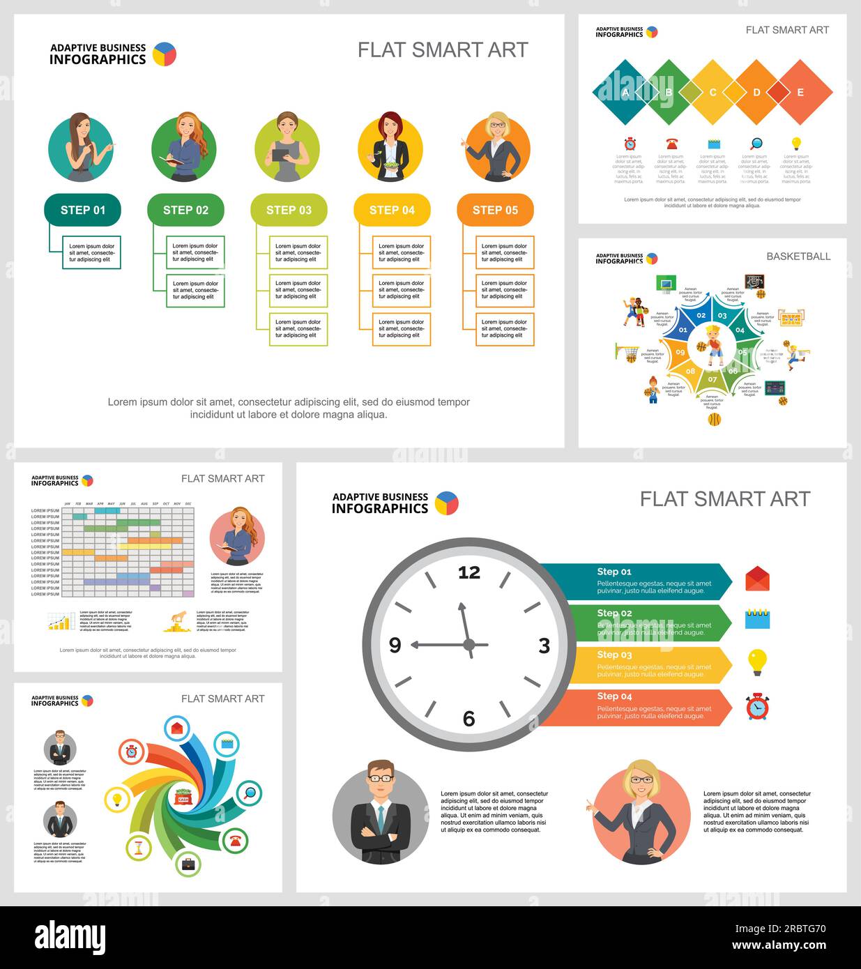 Colorful insurance or planning concept infographic charts set Stock ...