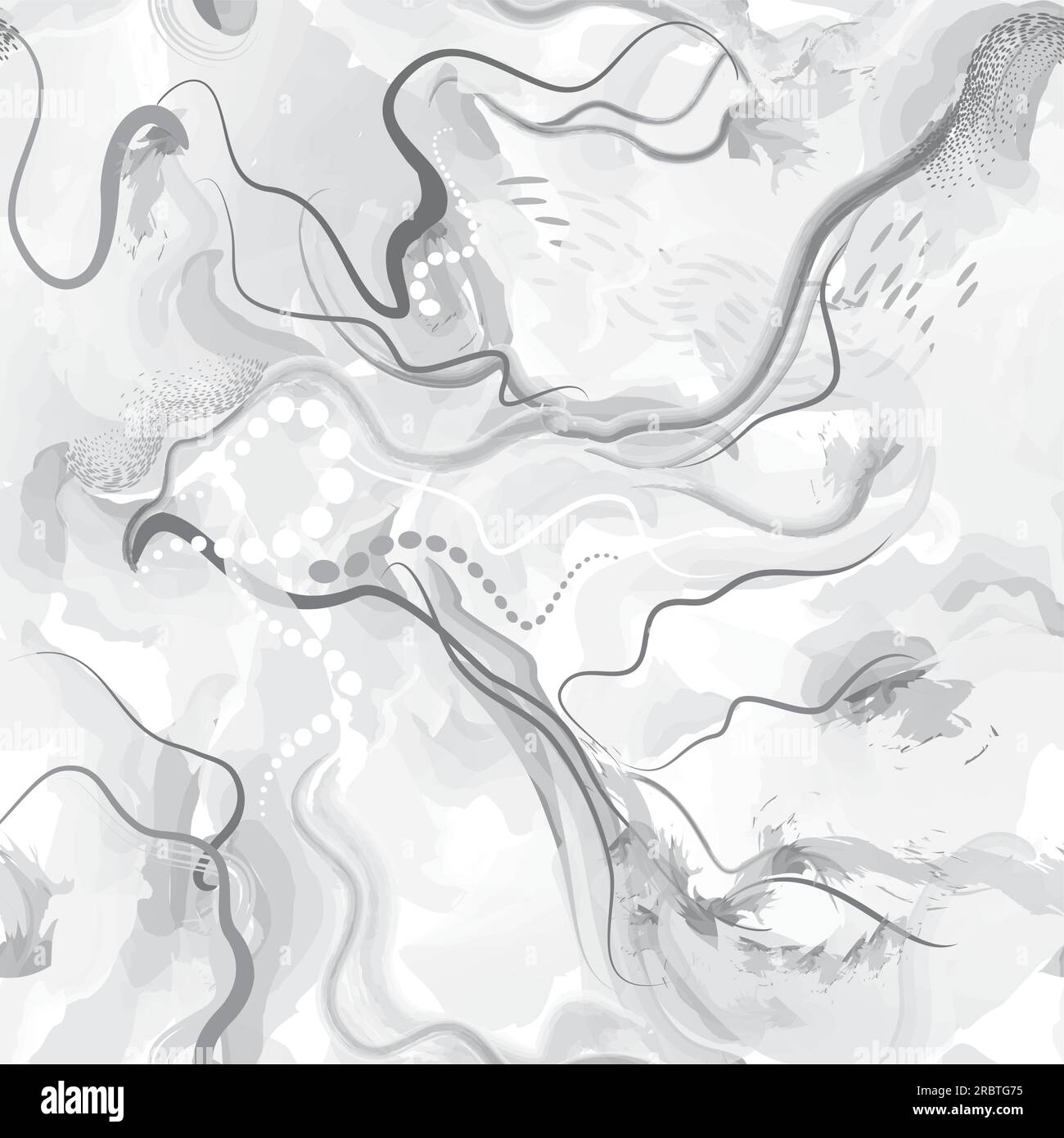 Abstract wavy lines. Watercolor drawing seamless pattern. Gentle ...