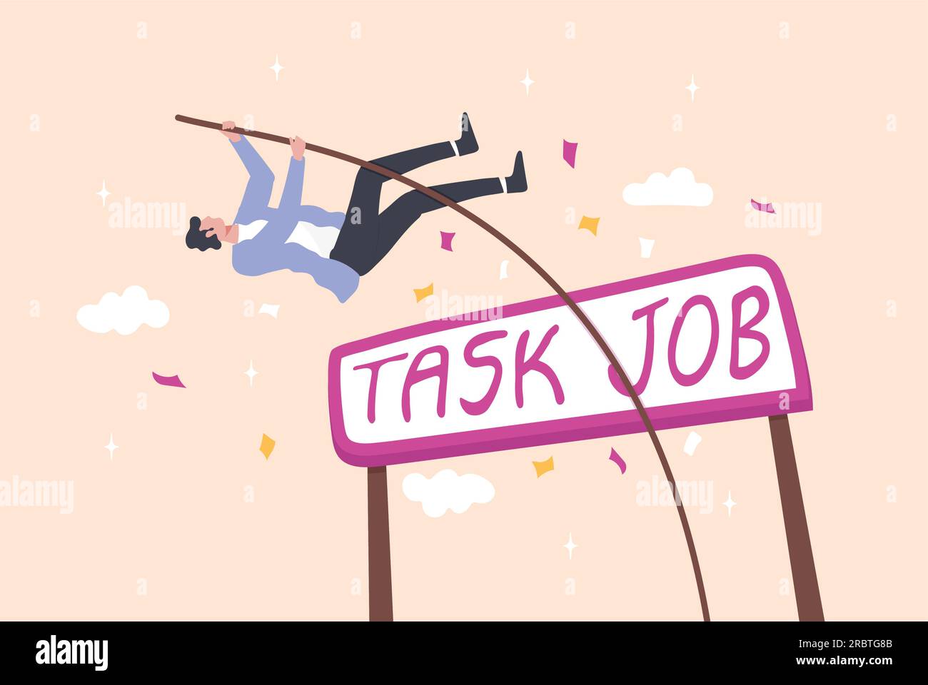Task job or to achieve target concept vector. Businessman poking with ...