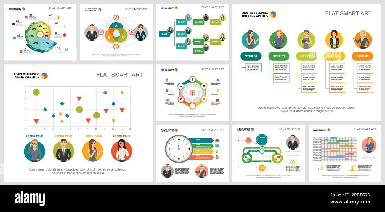 Colorful management or planning concept infographic charts set Stock ...
