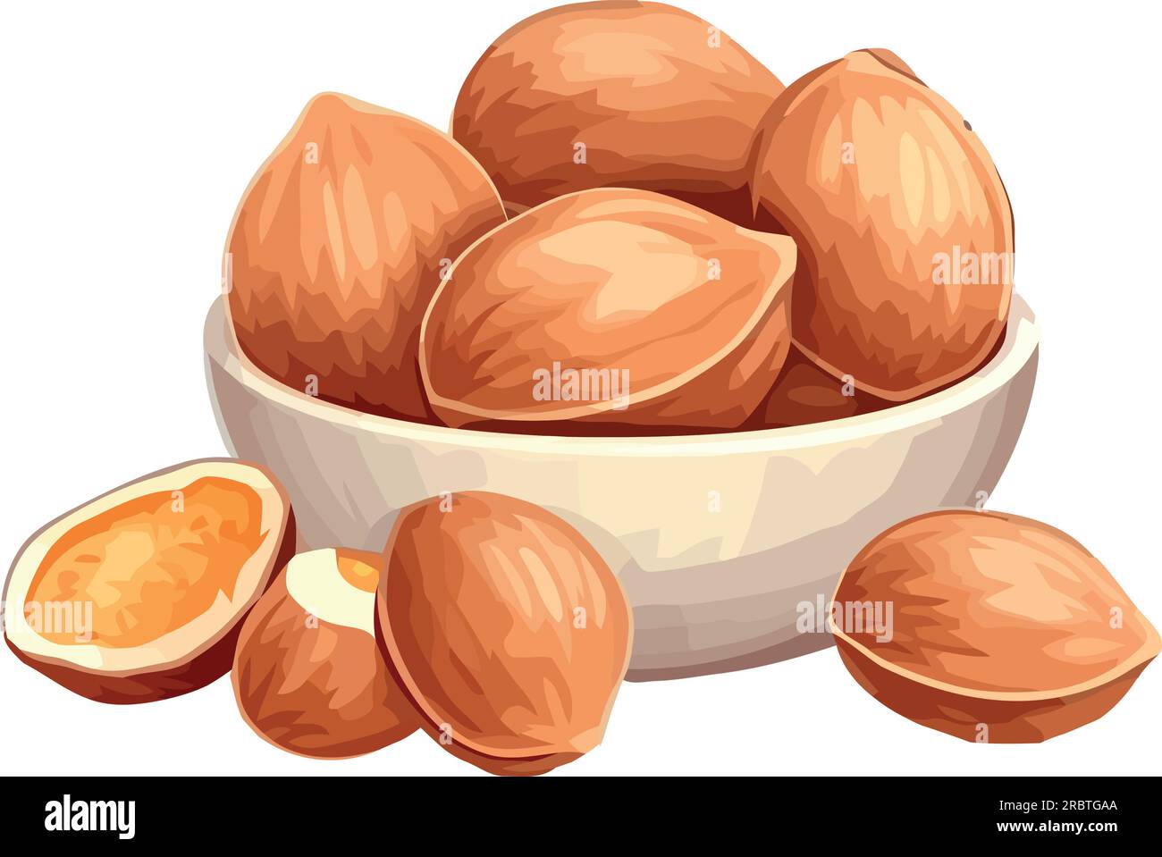 Bowl cashew nuts isolated Stock Vector Images - Alamy