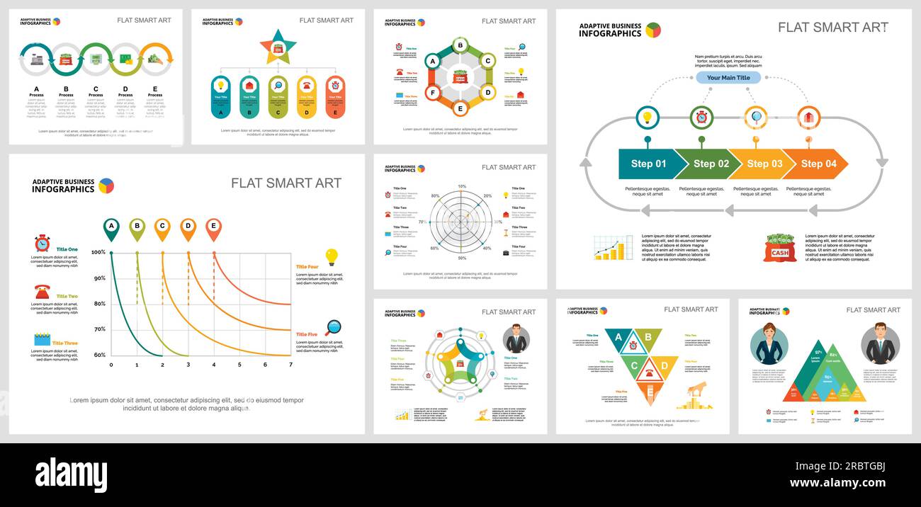 Colorful statistics and finance concept infographic charts set Stock ...