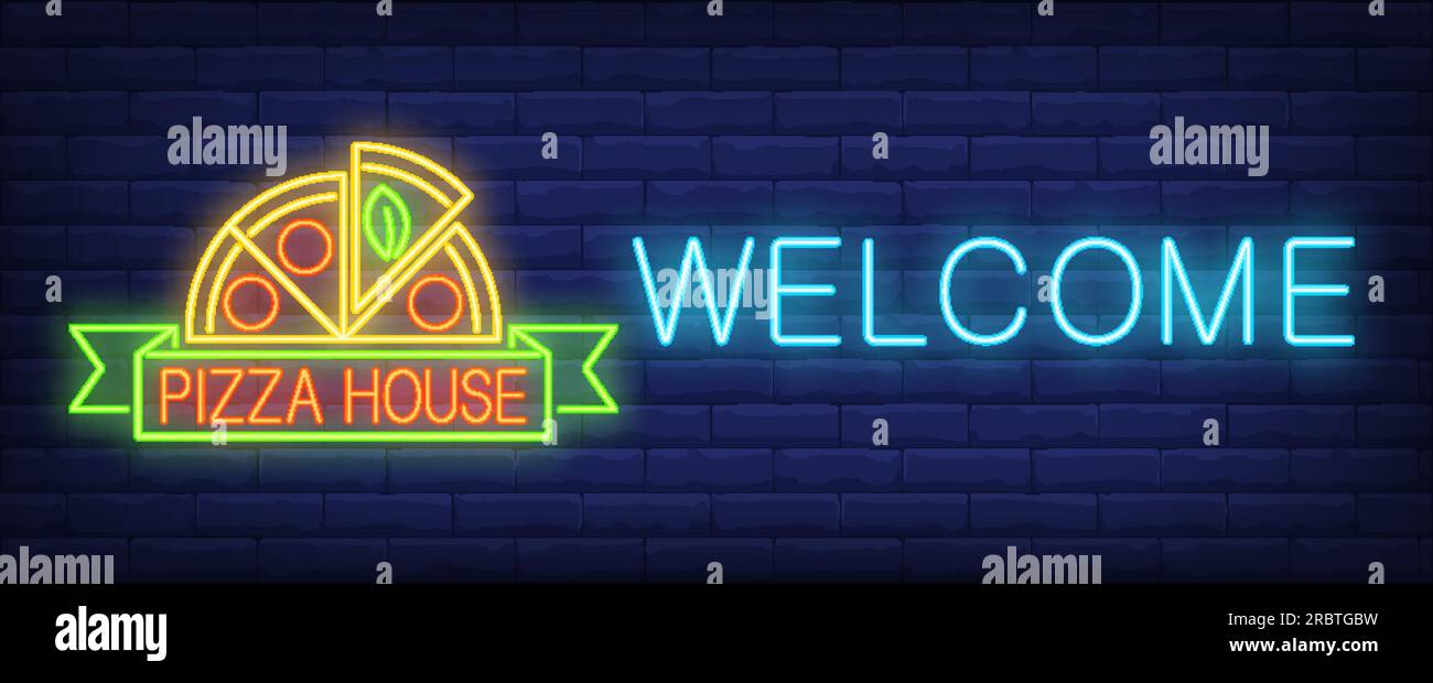 Welcome, pizza house neon sign Stock Vector Image & Art - Alamy