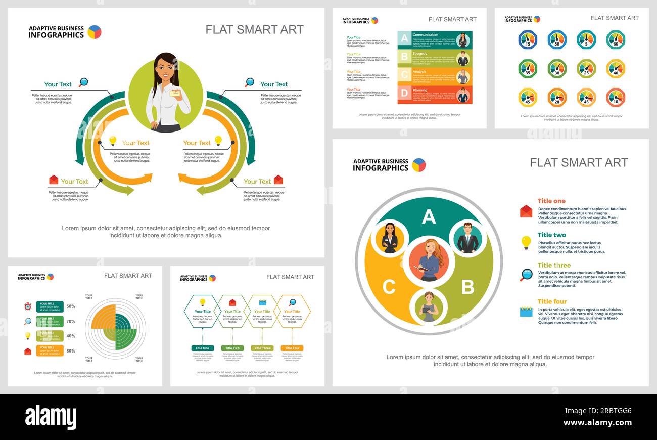 Colorful research and planning infographic charts set Stock Vector ...