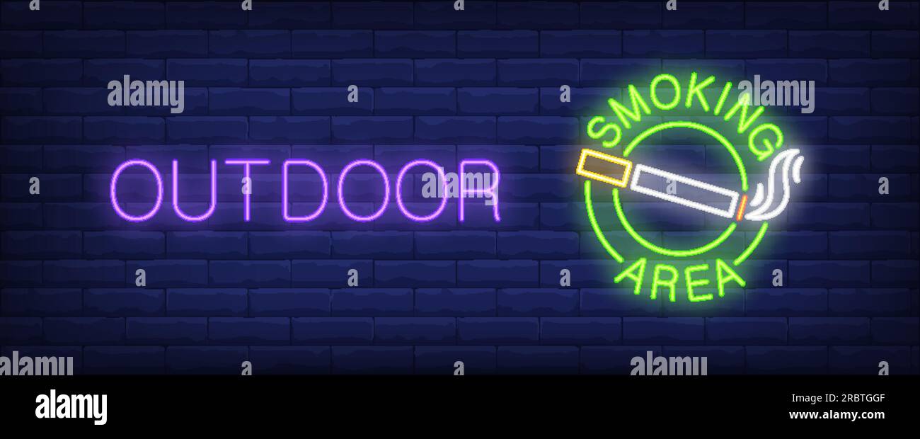 Outdoor, smoking area neon sign Stock Vector Image & Art - Alamy