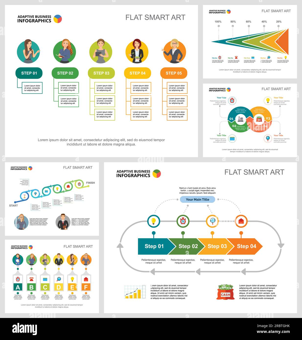 Colorful business planning infographic charts set Stock Vector Image ...