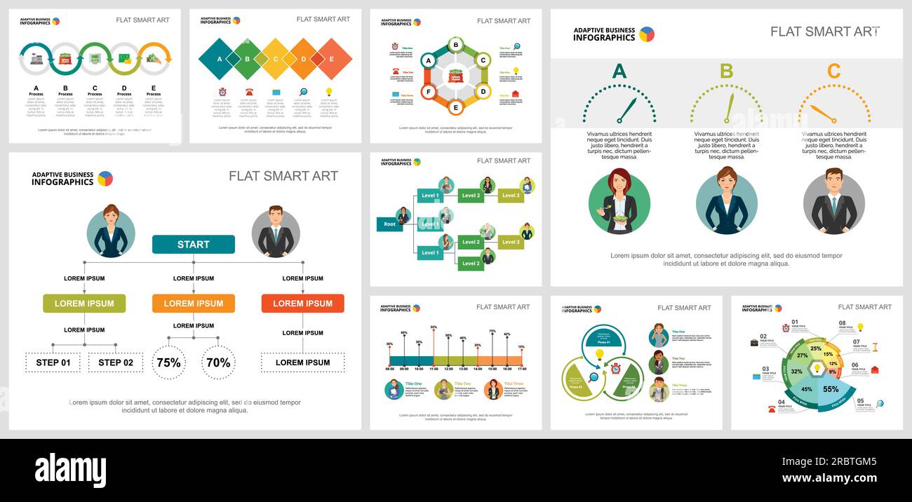Colorful statistics or teamwork concept infographic charts set Stock ...