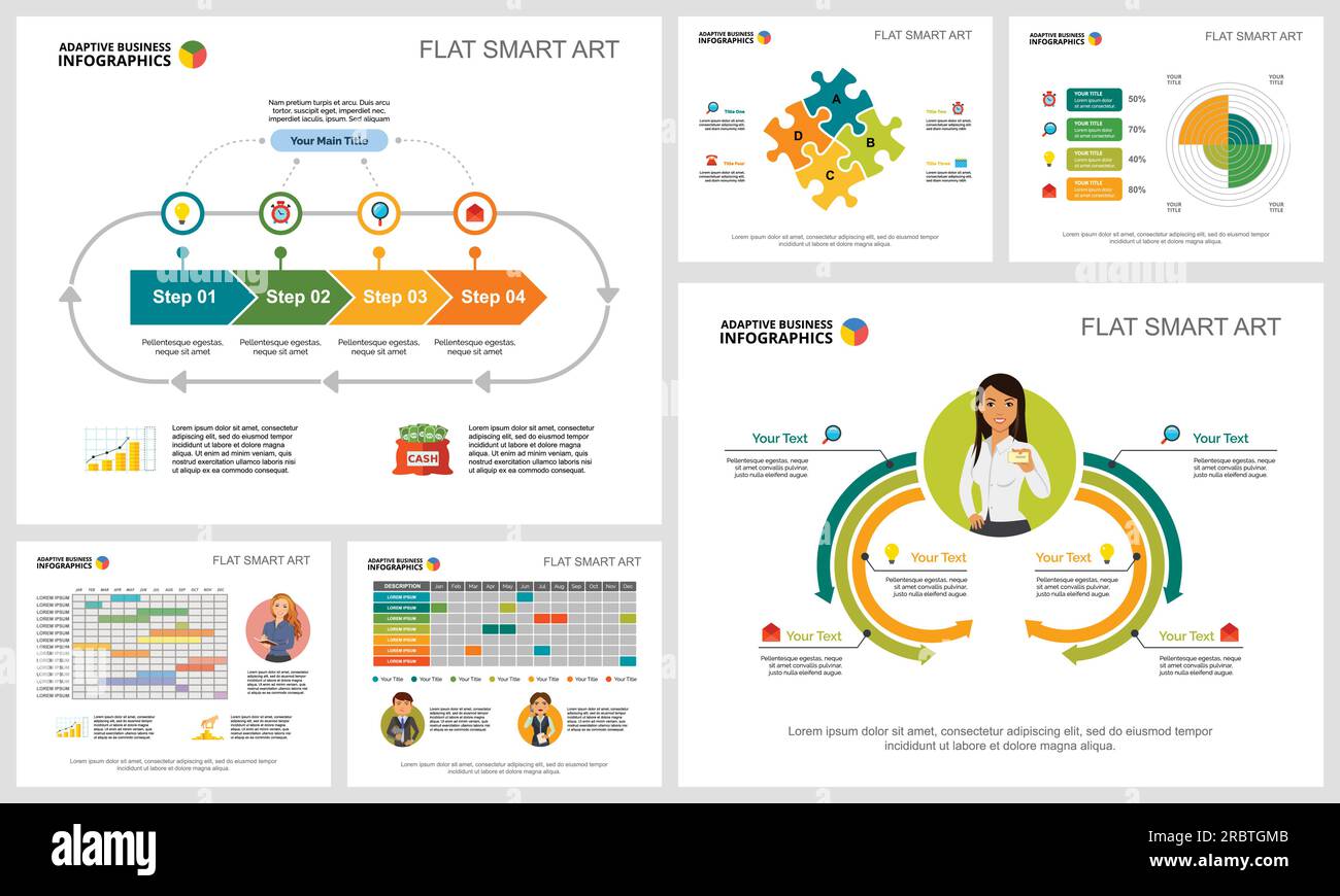 Colorful planning or strategy concept infographic charts set Stock ...