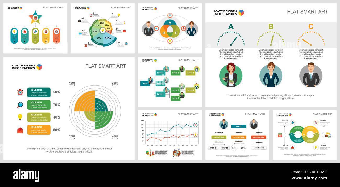 Colorful statistics or planning concept infographic charts set Stock ...