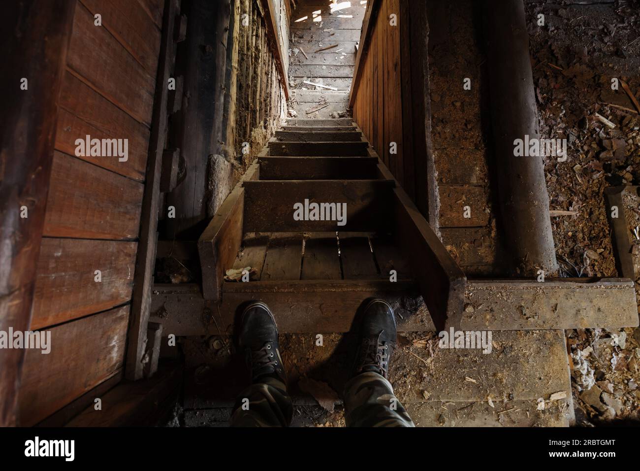 Vintage wooden stairs hi-res stock photography and images - Alamy