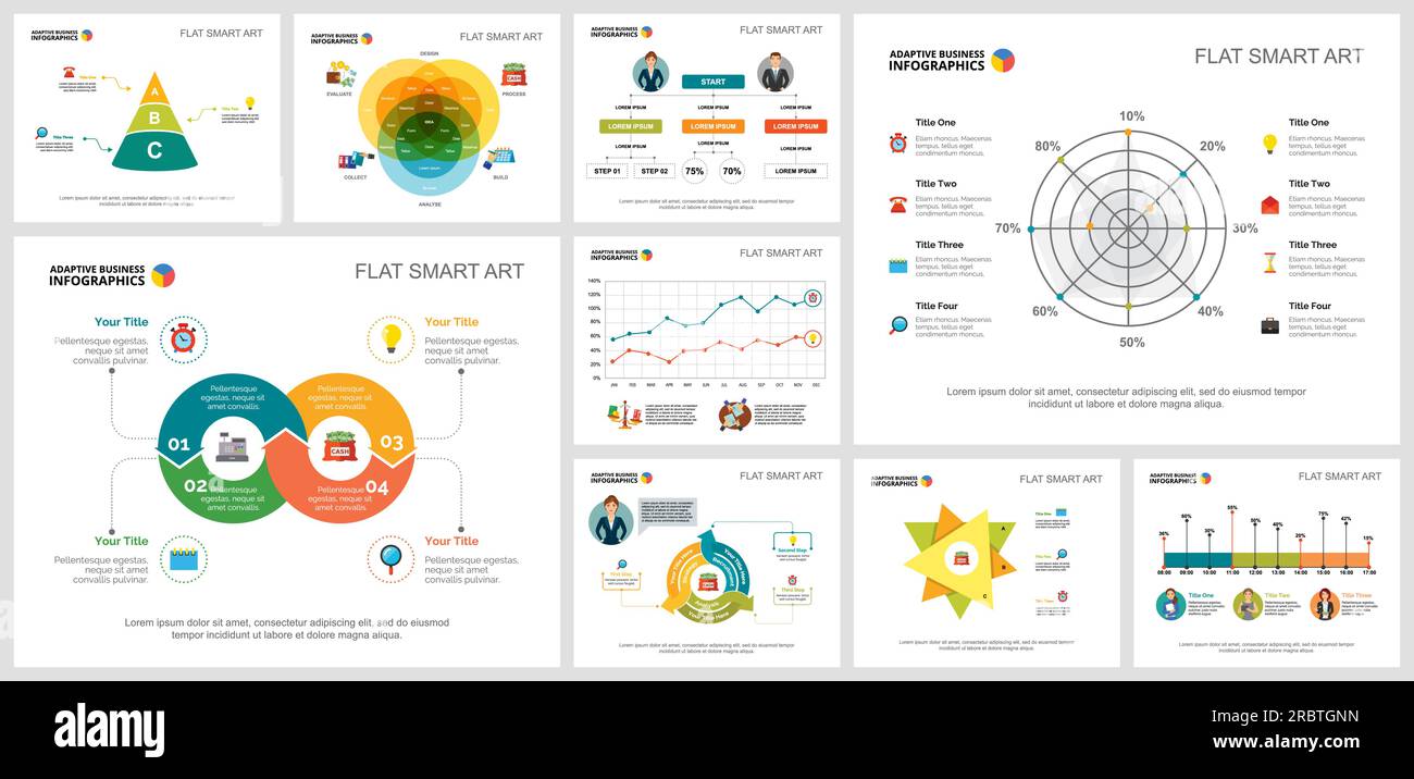 Colorful analytics or planning concept infographic charts set Stock ...