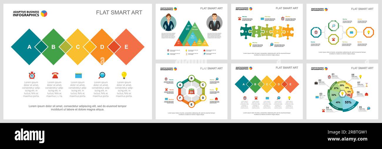 Colorful management or teamwork concept infographic charts set Stock ...