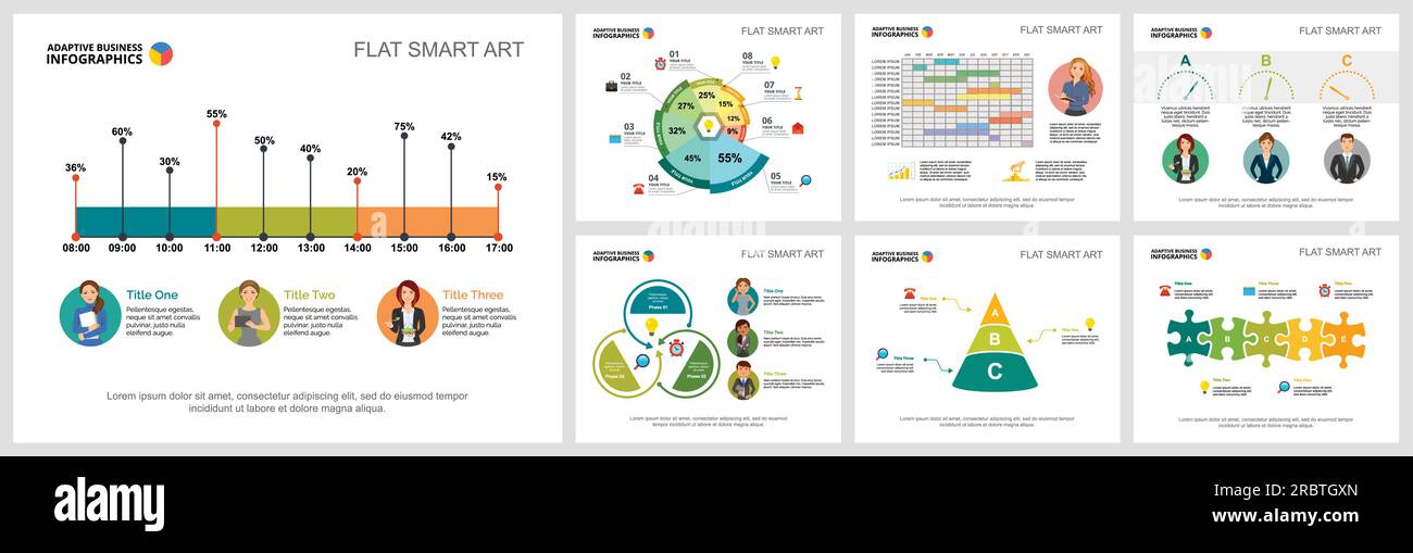 Colorful workflow or strategy concept infographic charts set Stock ...