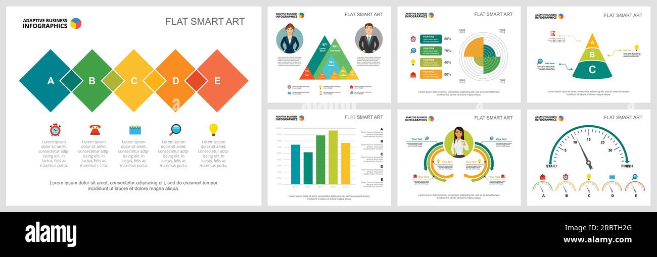 Colorful planning or strategy concept infographic charts set Stock ...