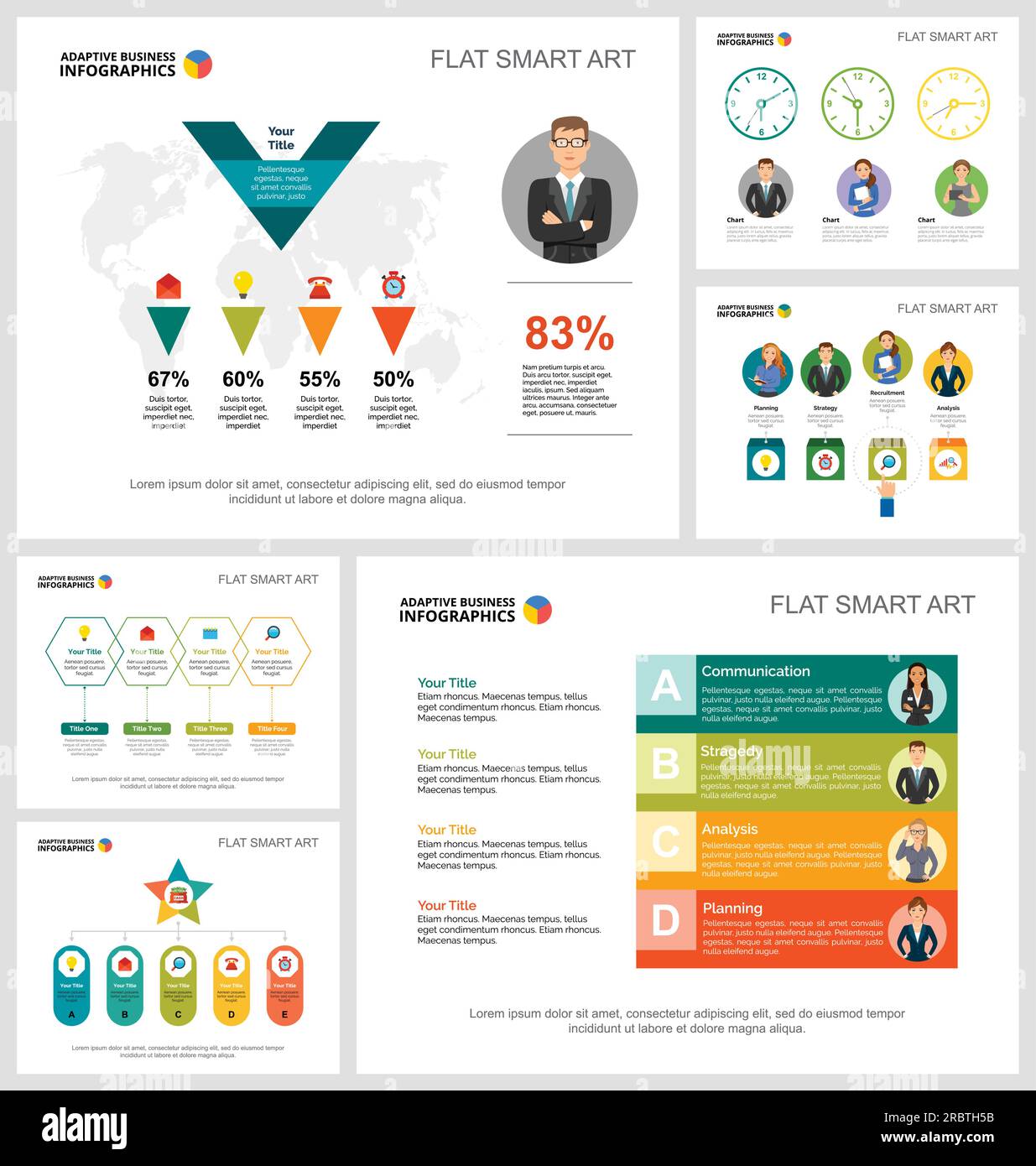 Colorful research or teamwork concept infographic charts set Stock ...