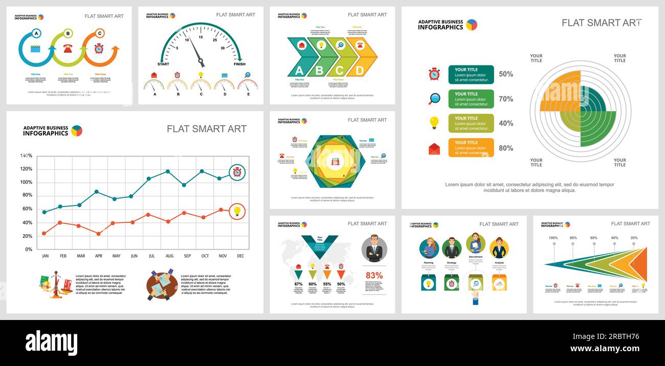 Colorful research or statistics concept infographic charts set Stock ...
