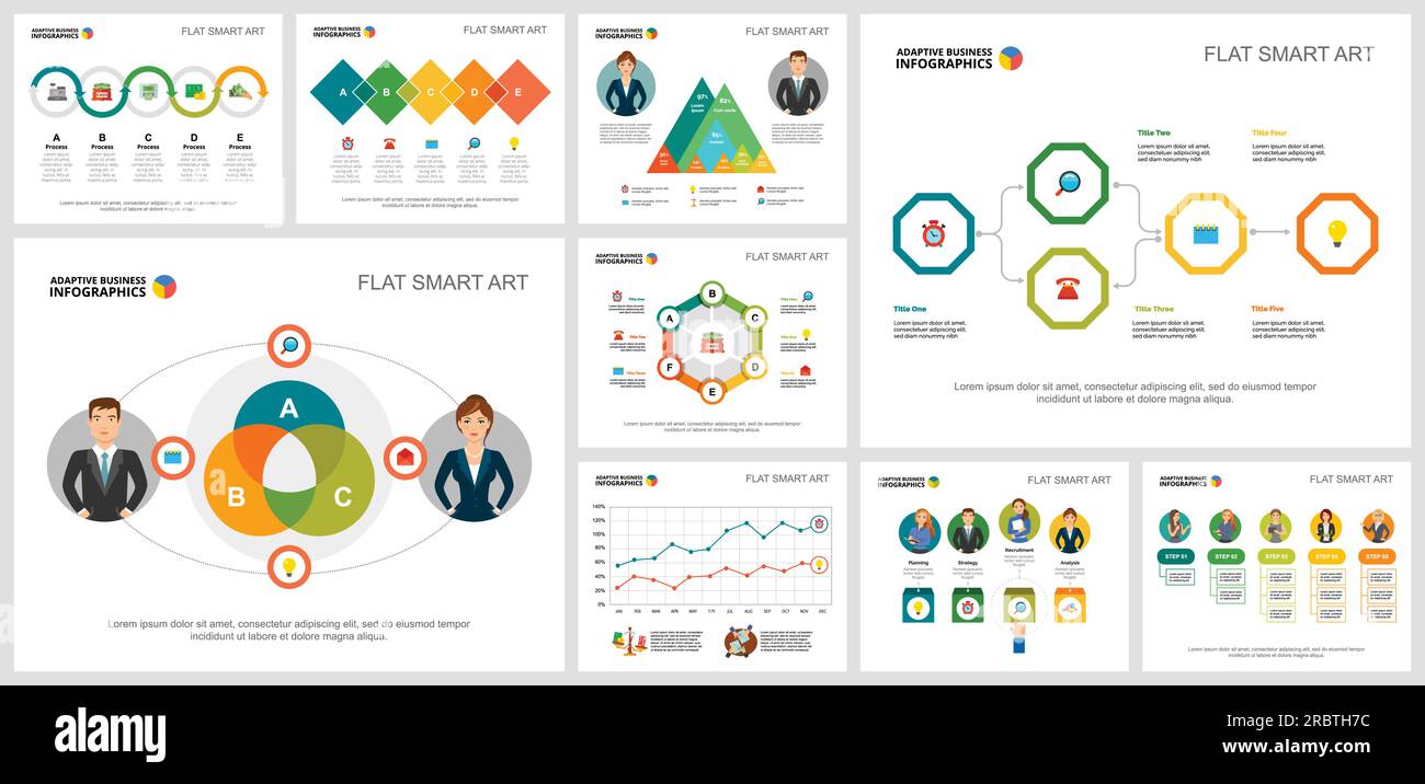 Colorful management or teamwork concept infographic charts set Stock ...