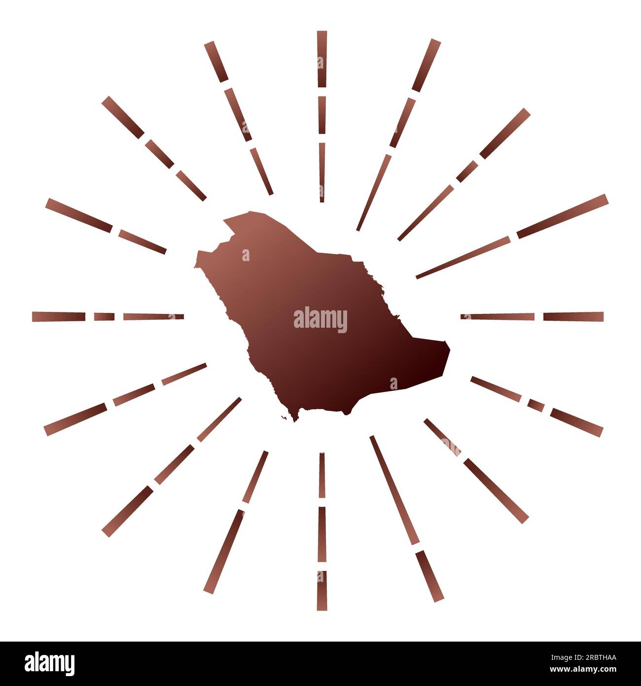 Saudi Arabia gradiented sunburst. Map of the country with colorful star ...