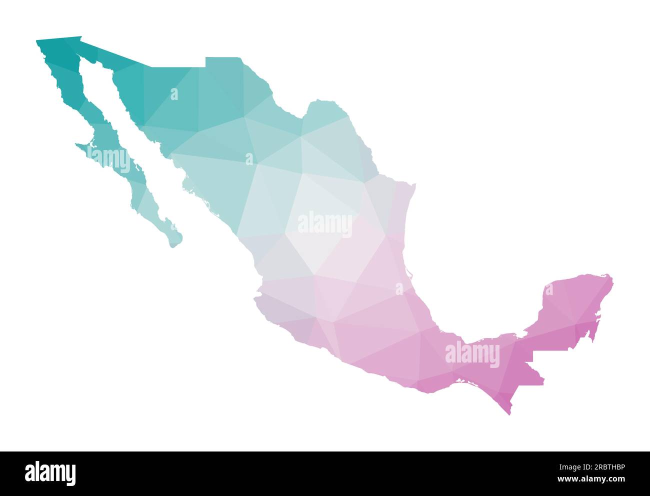 Polygonal map of Mexico. Geometric illustration of the country in ...