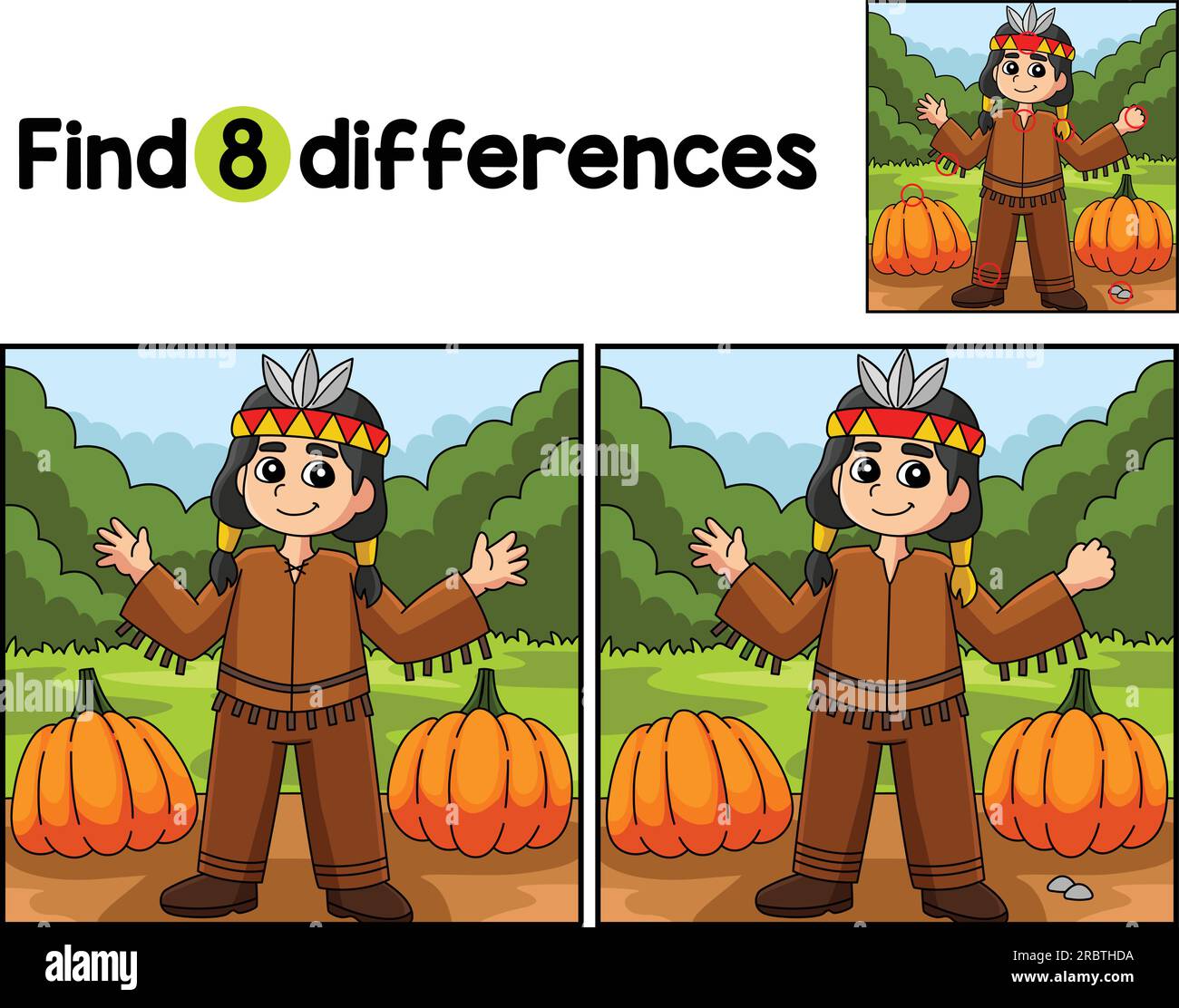 Thanksgiving Native American Find The Differences Stock Vector Image ...