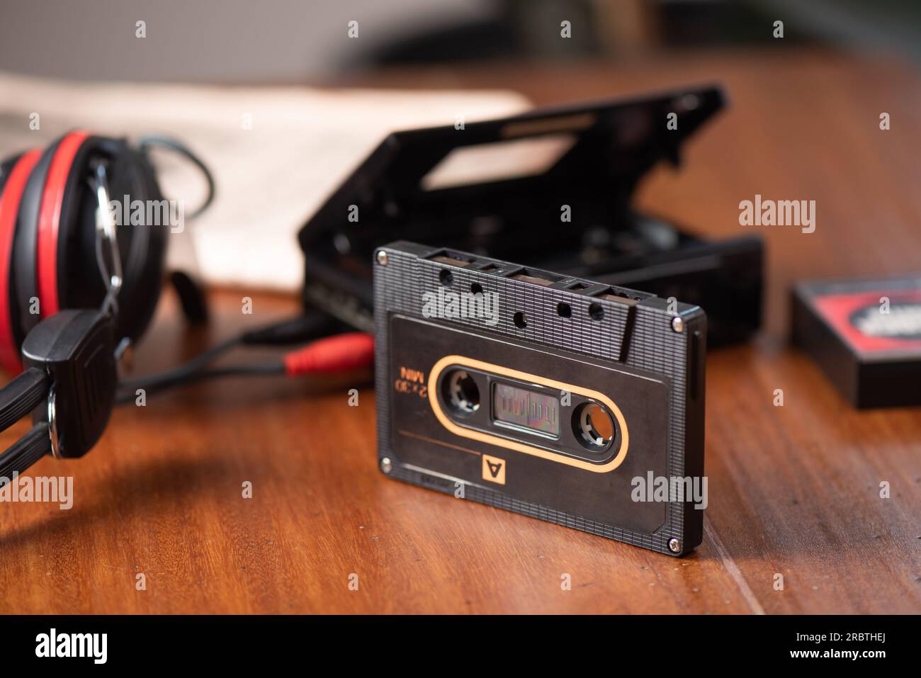 The vintage audio cassette tape, analog magnetic tape format for audio ...