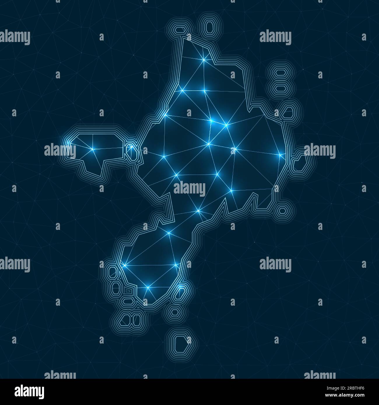 Sark network map. Abstract geometric map of the island. Digital ...